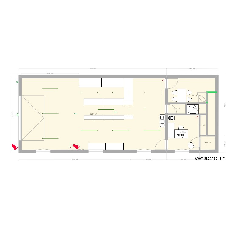 local GPE - Plan 7 pièces 107 m2 dessiné par grego34