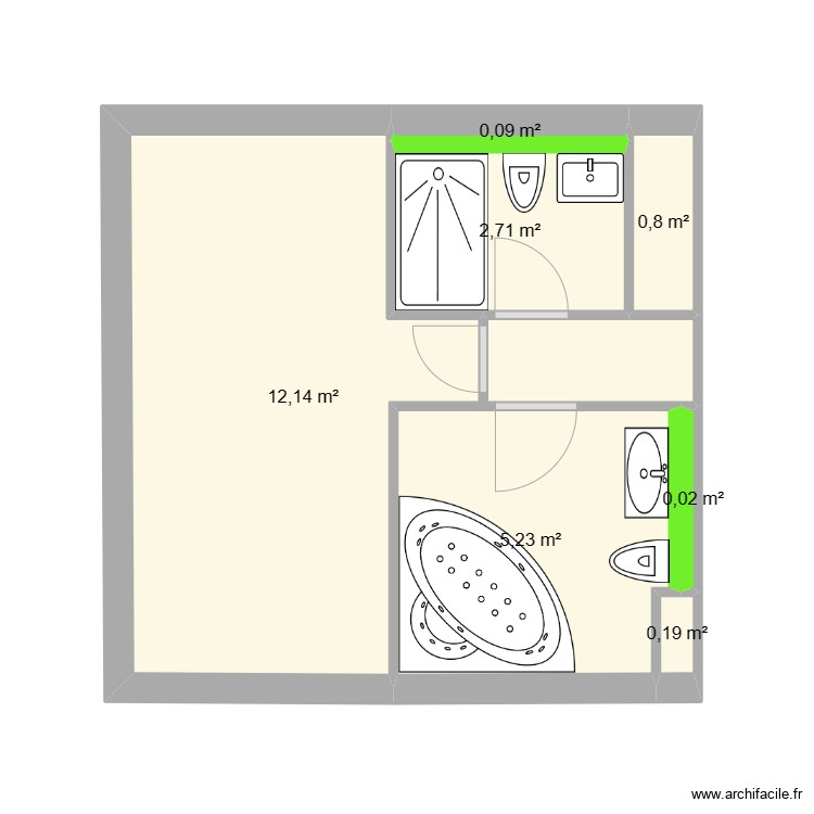 SDB - Plan 7 pièces 21 m2 dessiné par bautista555...