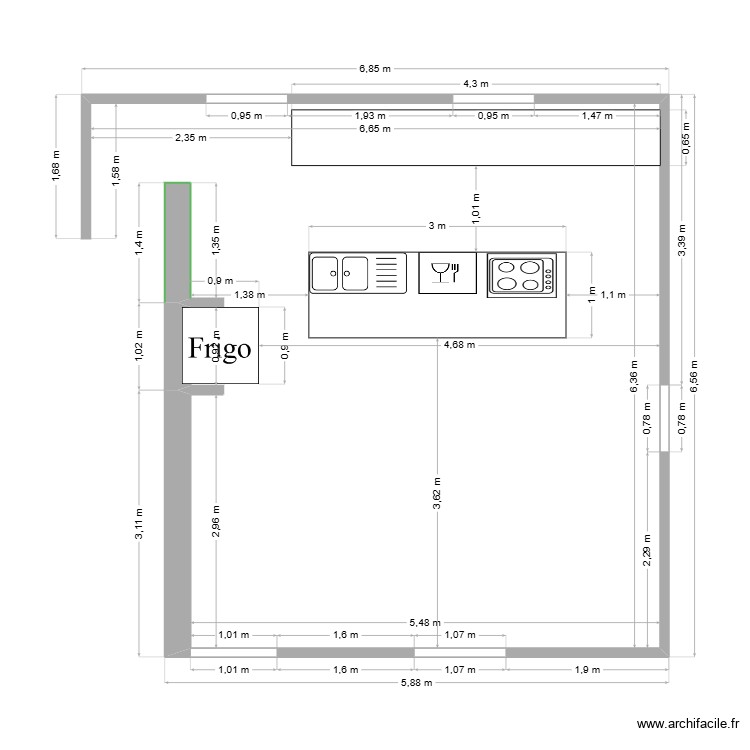 plan cuisine - Plan dessiné par o4vent