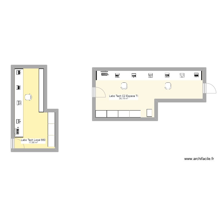 Labo Tech LQ - Plan 2 pièces 44 m2 dessiné par Didier LQ