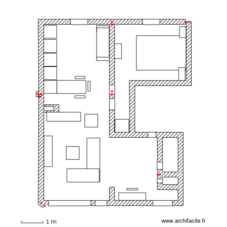 Studio 50 m2 jimmy - Plan dessiné par dacajy