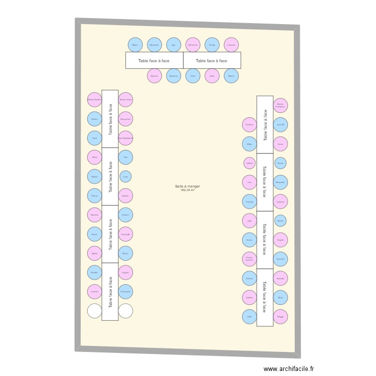 Plan de table - Plan 1 pièce 162 m2 dessiné par Ugo101010