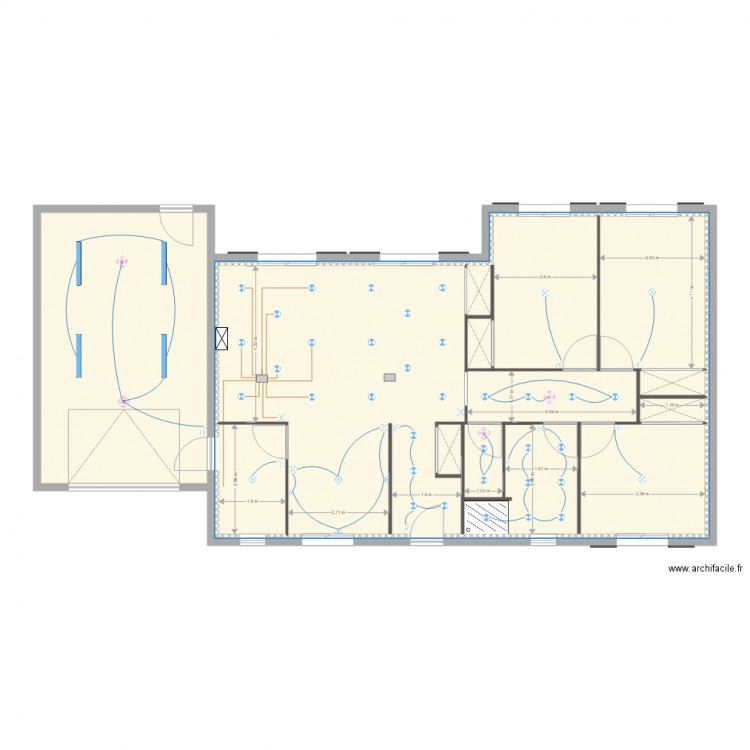 Electricité Eclairage Repartition - Plan dessiné par Rom177