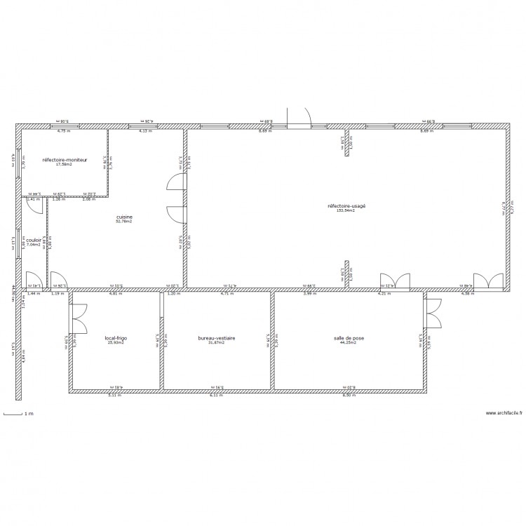 CUISINE - REFECTOIRE - Plan dessiné par renaldi