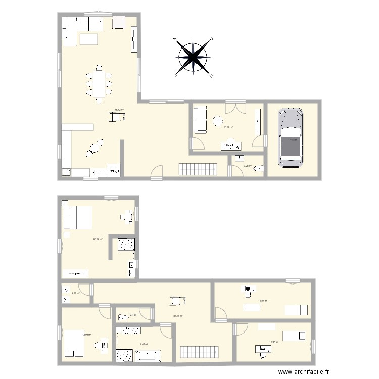 Idée maison angle - Plan dessiné par RdP49