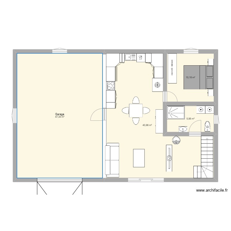 loft - Plan 4 pièces 104 m2 dessiné par berilaure