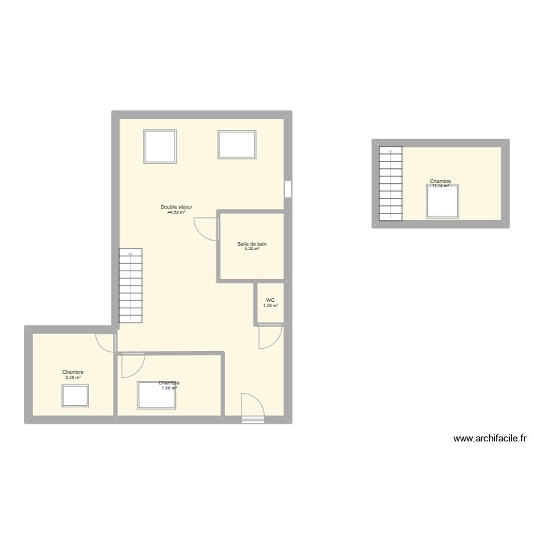 Plan interieur - Plan 6 pièces 79 m2 dessiné par Pixreaz