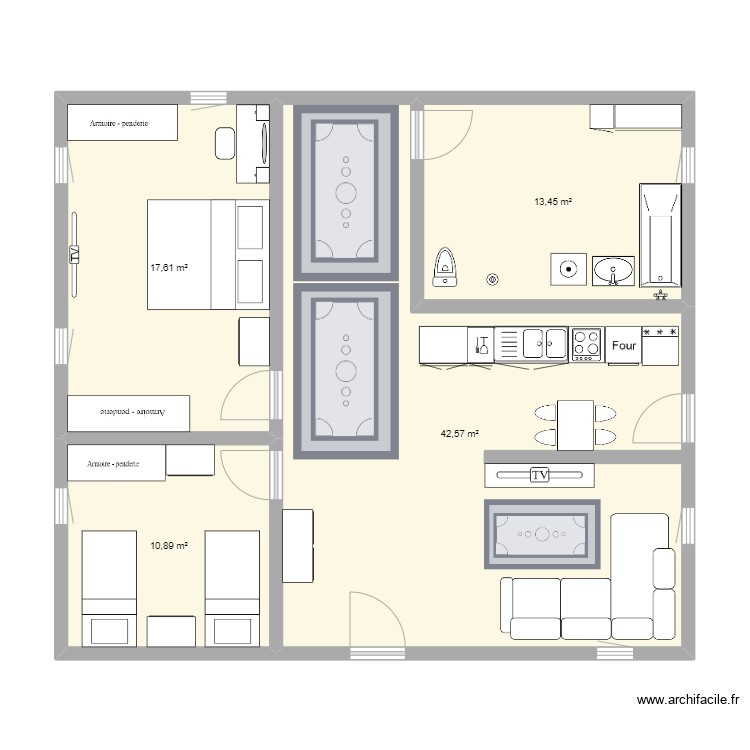 1 - Plan 4 pièces 85 m2 dessiné par Électro PRO