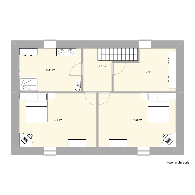 comble - Plan 5 pièces 64 m2 dessiné par léazou
