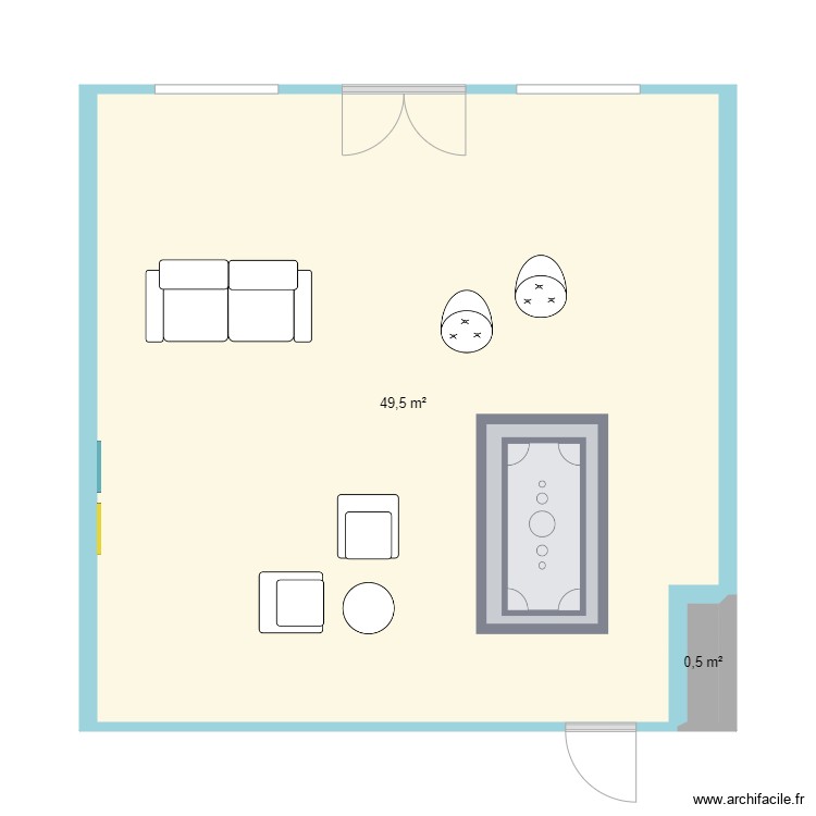 Salle repos - Plan 2 pièces 50 m2 dessiné par Sushistyle