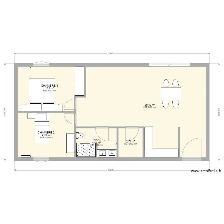 MAISON 72m2 FINAL - Plan dessiné par RAZTOP