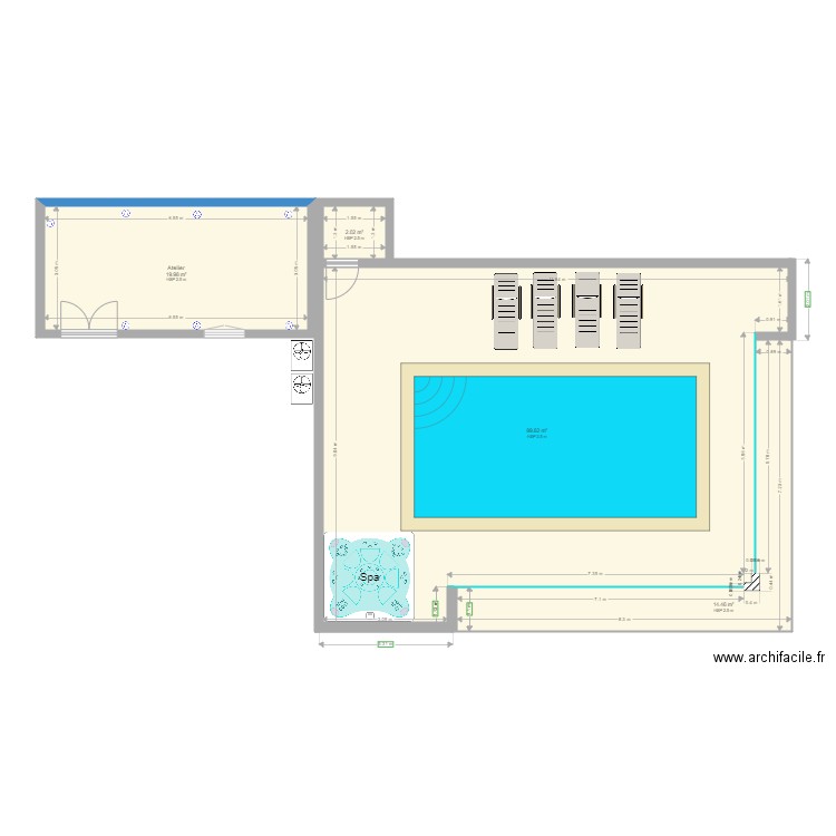 Batiment et local piscine - Plan dessiné par Tofoise