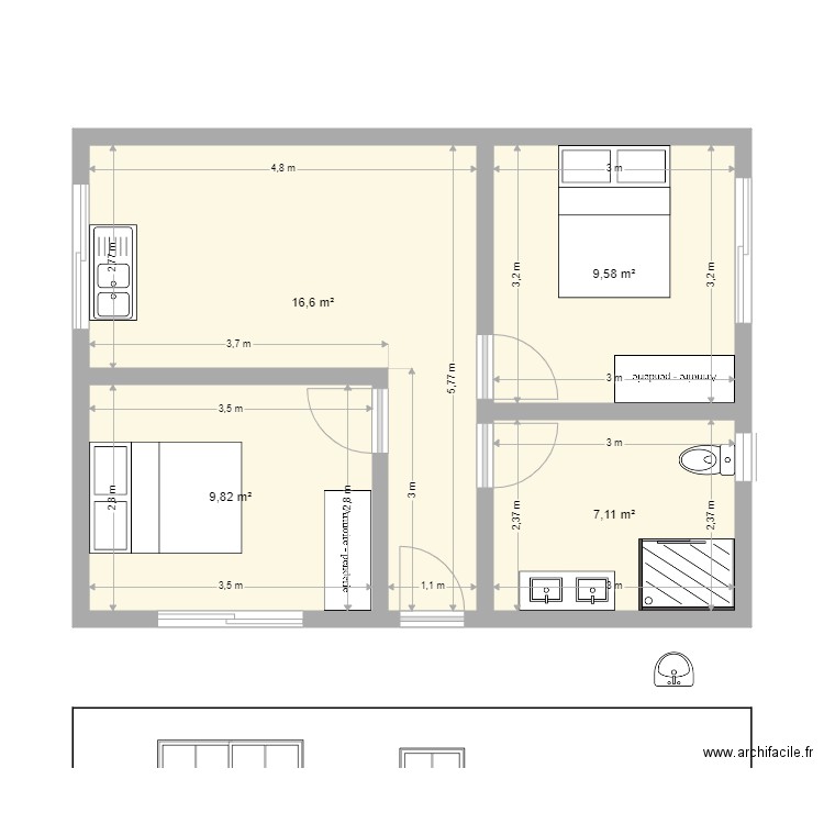 maison f3 - Plan dessiné par crazy construction
