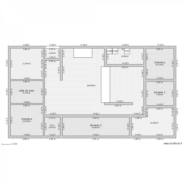 Plan – maison rectangle – Par cathy82 ️ | ArchiFacile