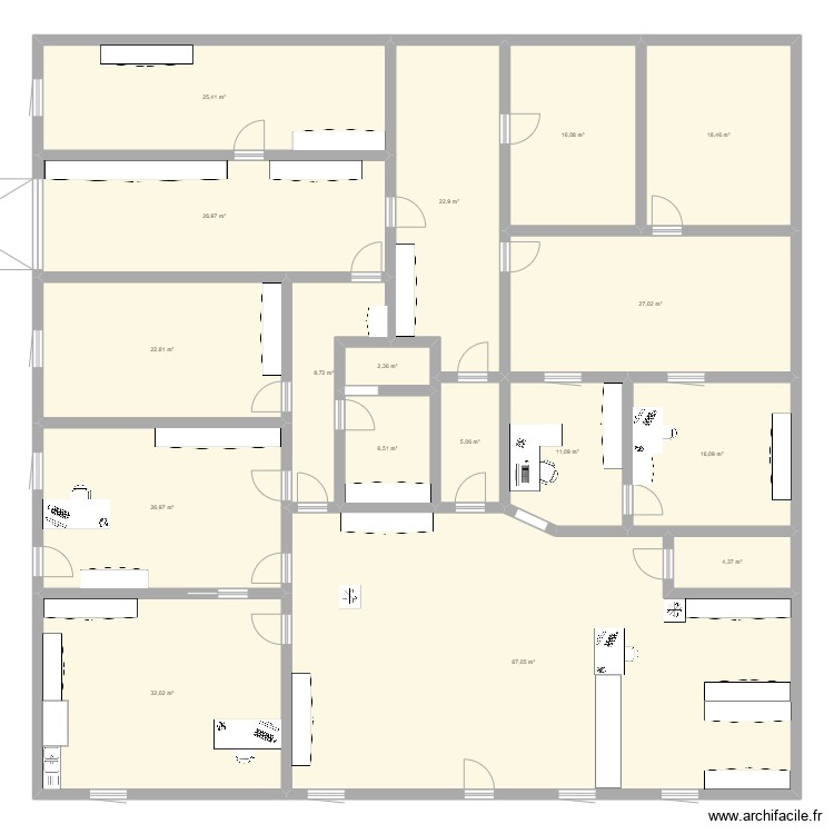 clinique - Plan 17 pièces 360 m2 dessiné par m56160
