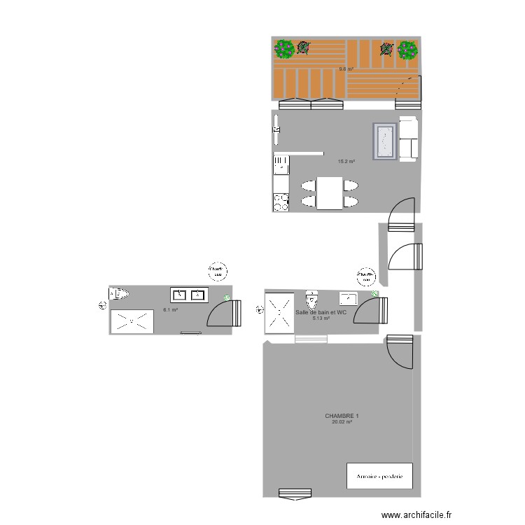 T2 55 M2 - Plan dessiné par leilaserrat