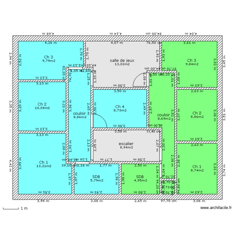 Maison rectangle niveau 1 bis - Plan dessiné par MeiGo06