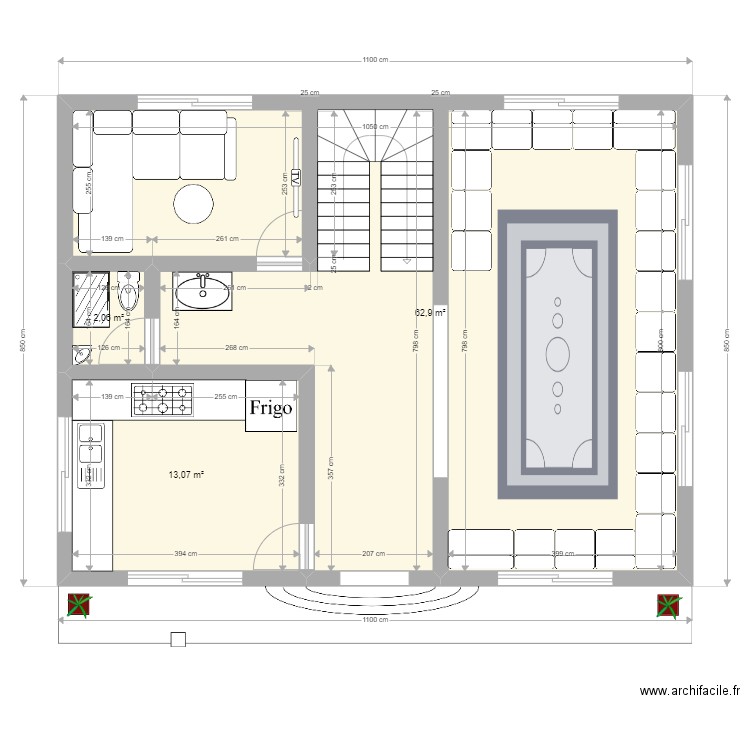 Plan RDC - Plan 3 pièces 78 m2 dessiné par YassineAK