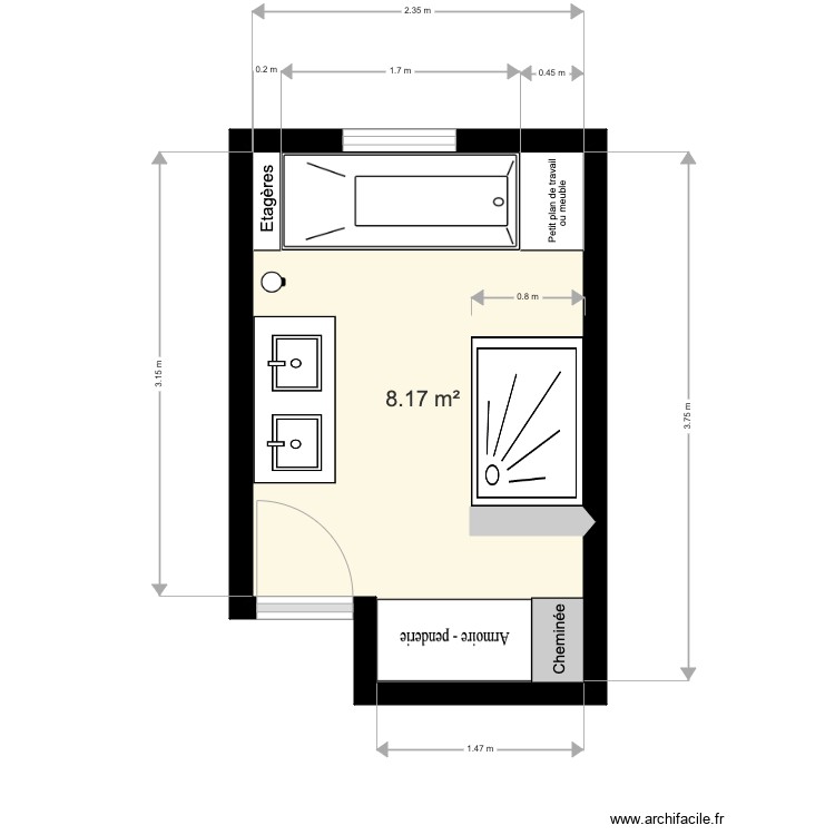 Projet SDB - Plan dessiné par Nathan0103