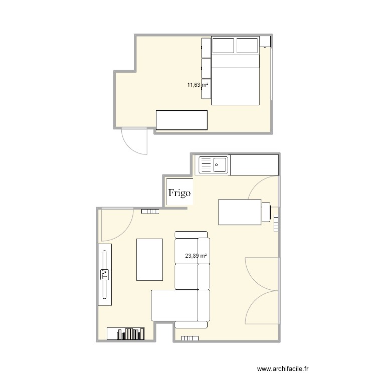 bagne - Plan 2 pièces 36 m2 dessiné par Ro9293