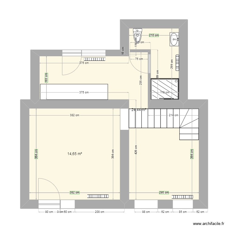 batiment binche - Plan 4 pièces 39 m2 dessiné par idur