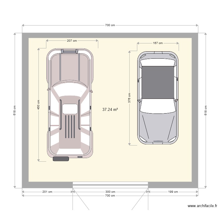 Porte 3 m - Plan dessiné par wtan