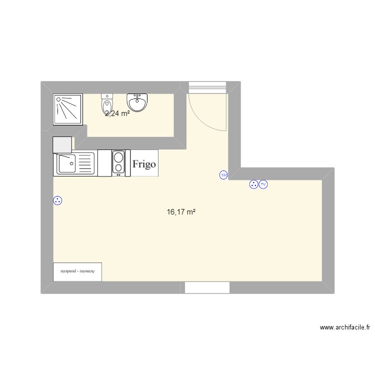 brie - Plan 2 pièces 18 m2 dessiné par CELINEFARAUT
