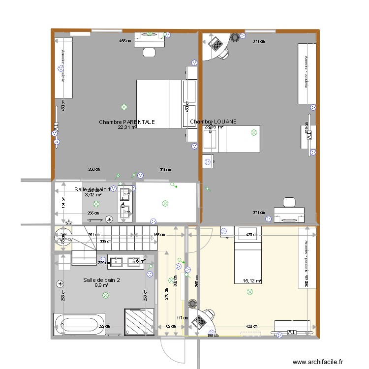 plan étage ferme - Plan dessiné par 2ALPOSE