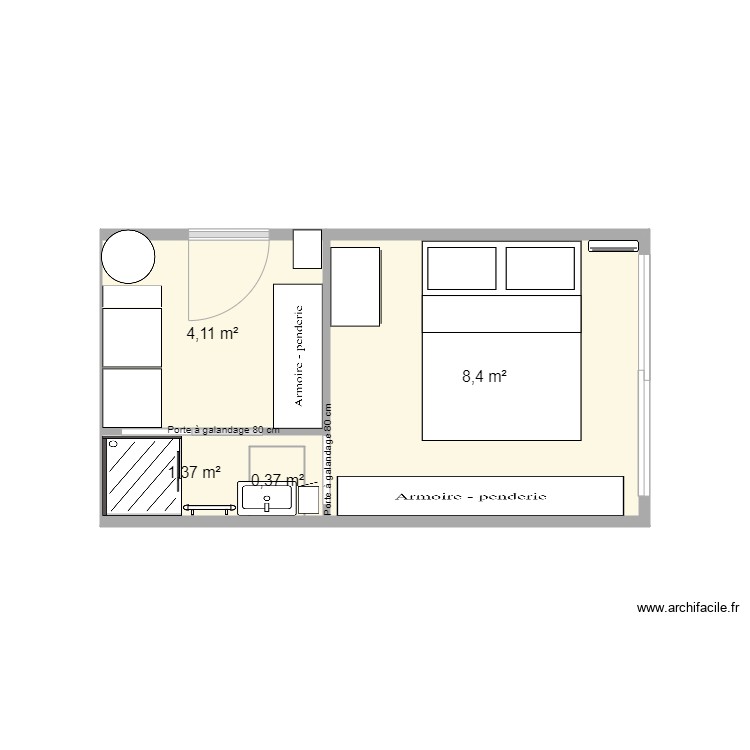 Garage Isabelle 2 - Plan 4 pièces 14 m2 dessiné par liber