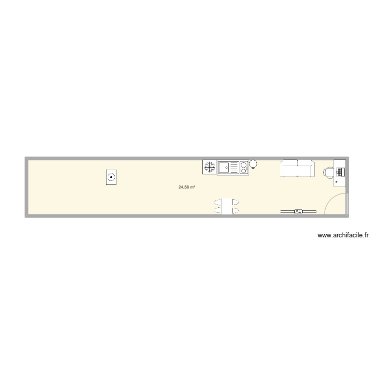 conteneur - Plan 1 pièce 25 m2 dessiné par Seblafrite2b