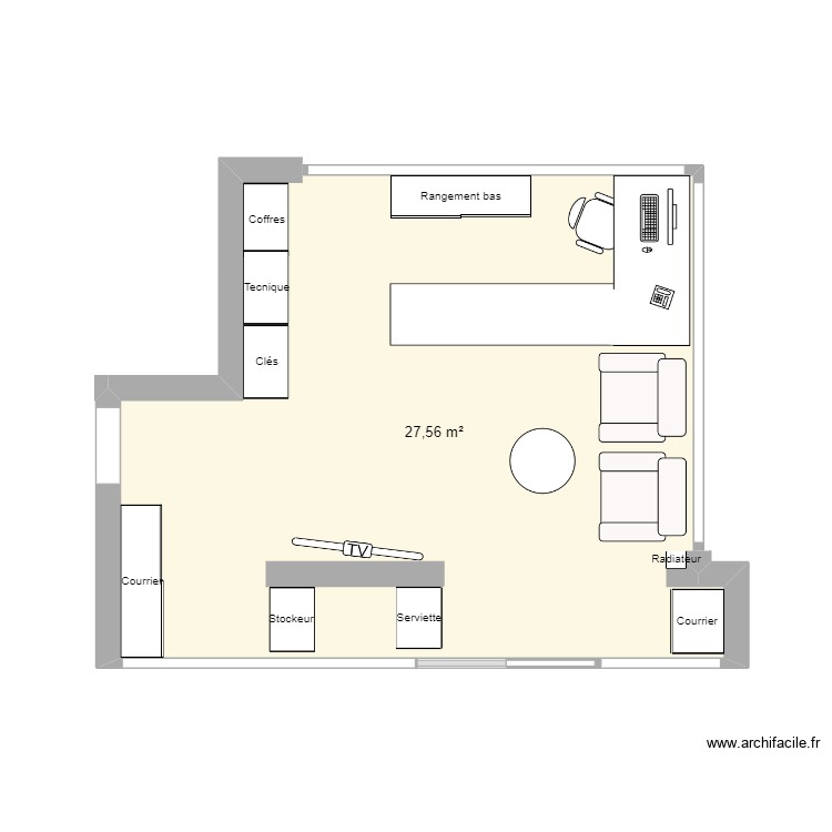 Réception - Plan 1 pièce 28 m2 dessiné par hélico06