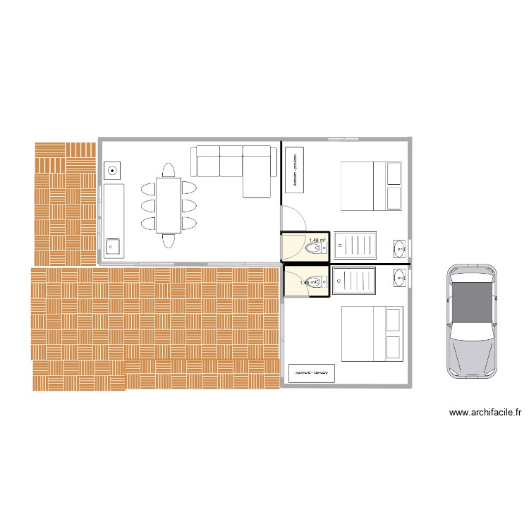 casa maria - Plan 2 pièces 3 m2 dessiné par baggon