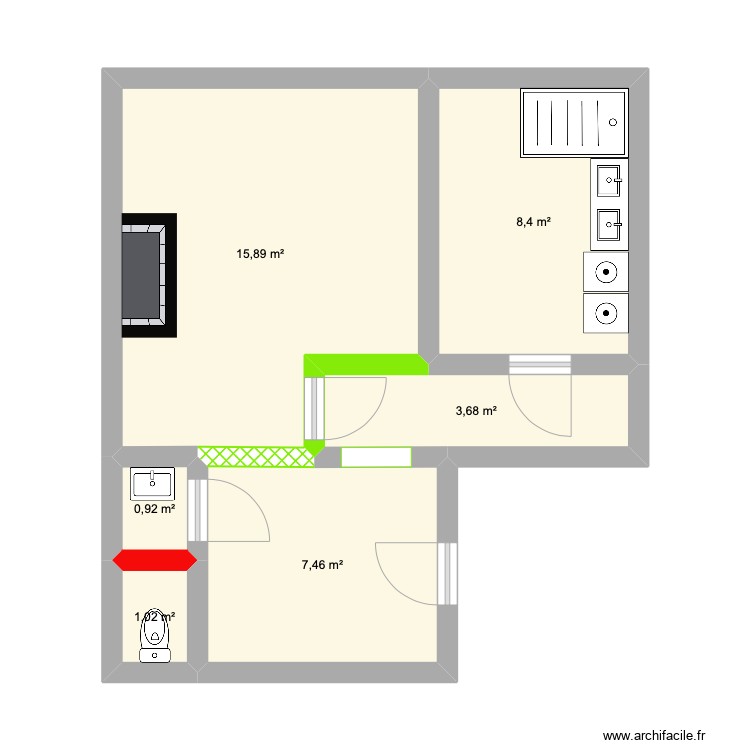 1 etage Chambre - Plan 6 pièces 37 m2 dessiné par Bet79
