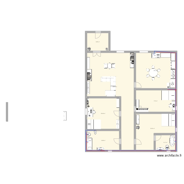 CASA - Plan 8 pièces 174 m2 dessiné par mario fonseca