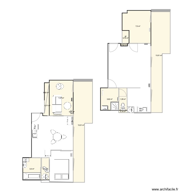 Plan berck - Plan 14 pièces 54 m2 dessiné par lybre