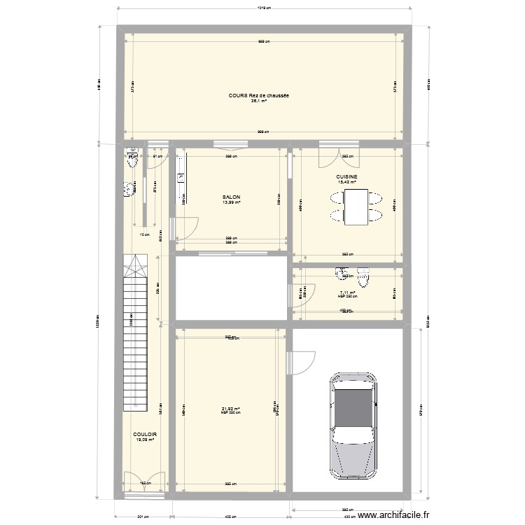 REZ DE CHAUSSEE VERSION 2 - Plan 6 pièces 114 m2 dessiné par Faridor1