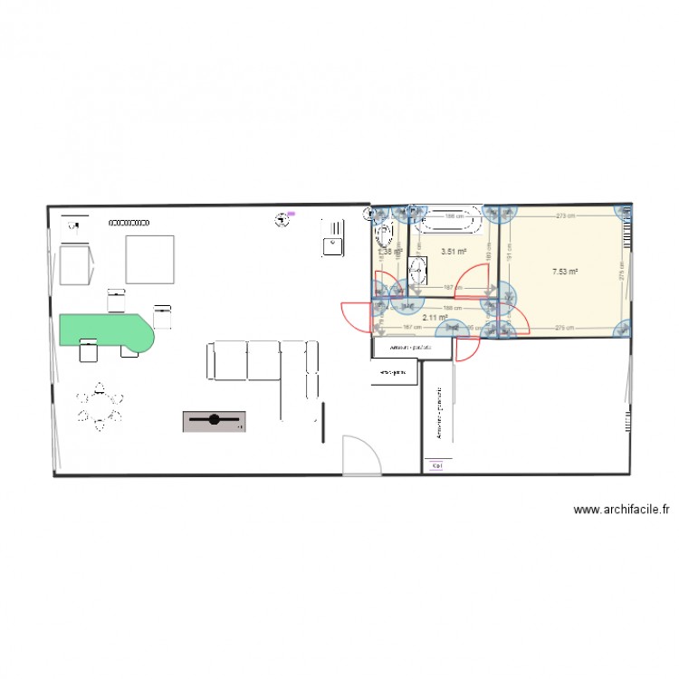 appartement F3 - Plan dessiné par jpascalm
