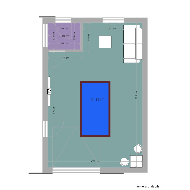 Salle de billard v2 - Plan dessiné par sylvaindebrive