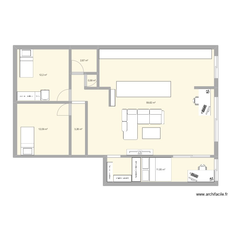 appart - Plan 7 pièces 102 m2 dessiné par lolie63