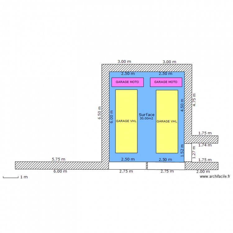 2 GARAGES SOUTERRAINE - Plan dessiné par penon