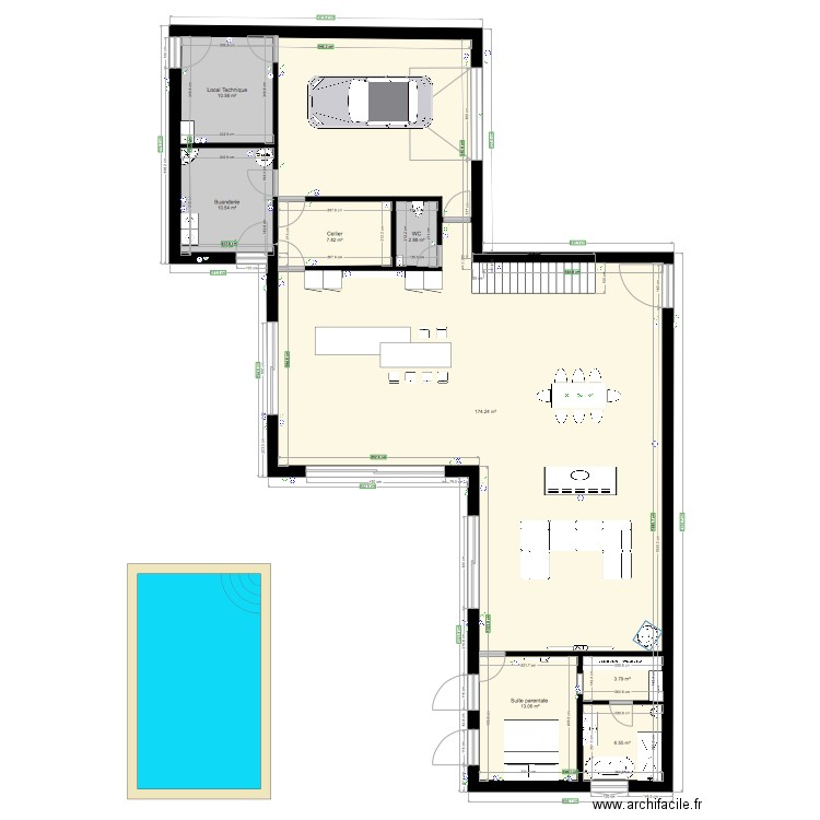 plans de maison RDC - Plan dessiné par Manonderhan
