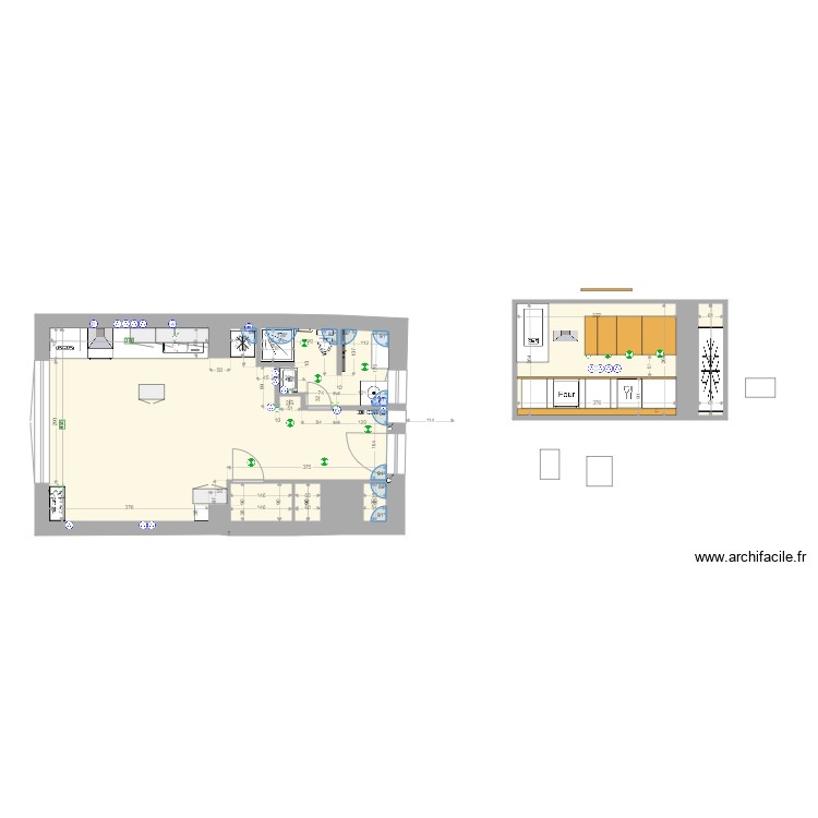 Plan – RDC Plan A chaudière non déplacée avec placards cuisine décaissé ...