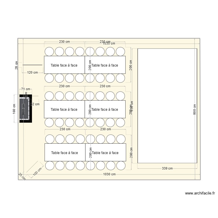 Plan de table rectanguaire - Plan dessiné par stephaniealage