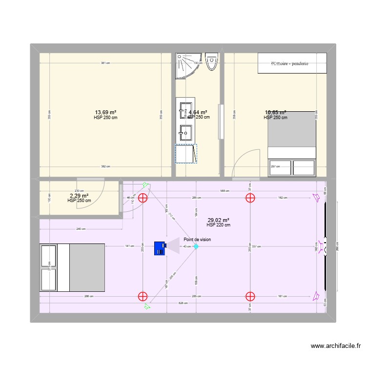 Salle cinéma - Plan 5 pièces 60 m2 dessiné par Tony68330