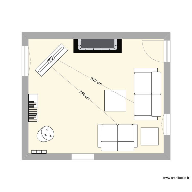 salon - Plan 1 pièce 25 m2 dessiné par clogeais