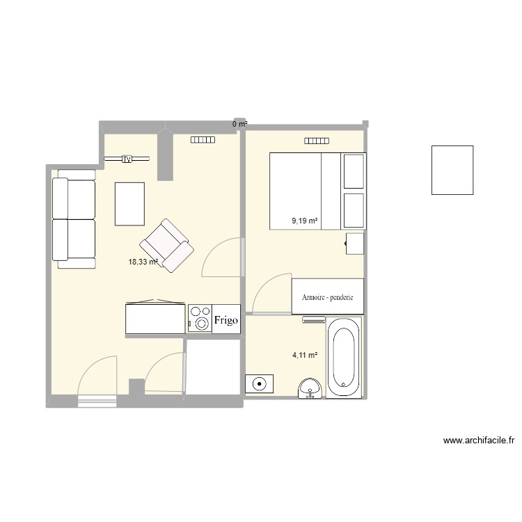 lukas - Plan 4 pièces 32 m2 dessiné par piech