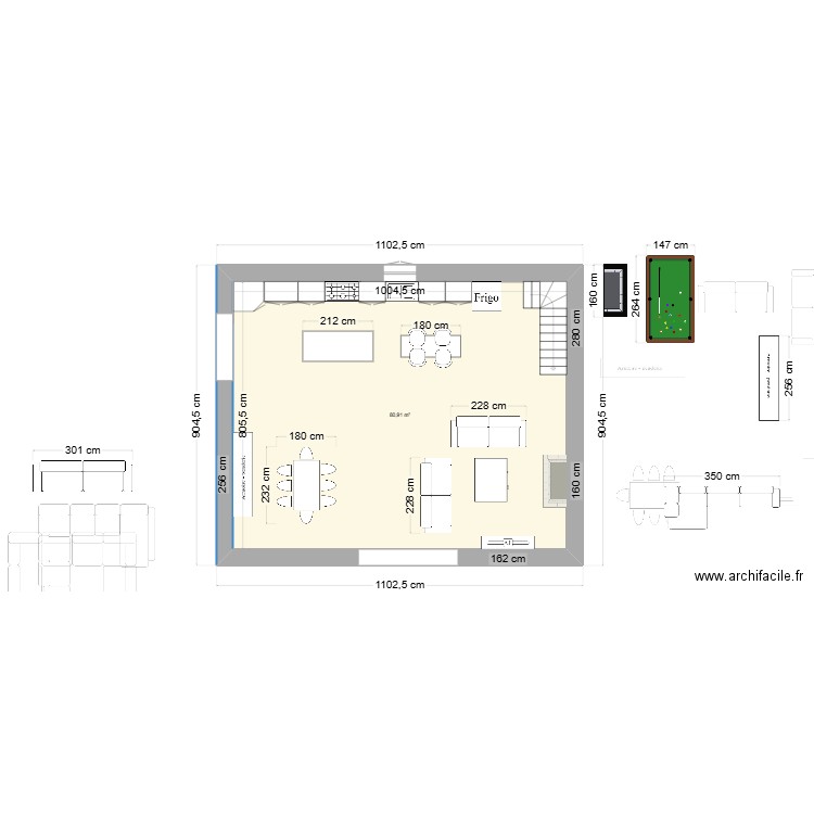 a amenager chai - Plan 2 pièces 162 m2 dessiné par VEROPERRYDECO