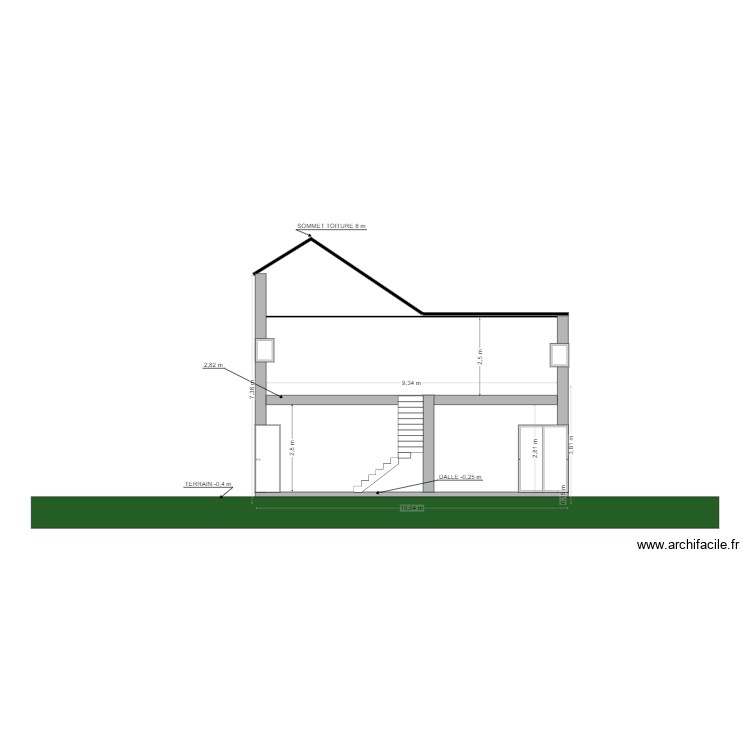 plan de coupe maison sans travaux - Plan dessiné par tdz13
