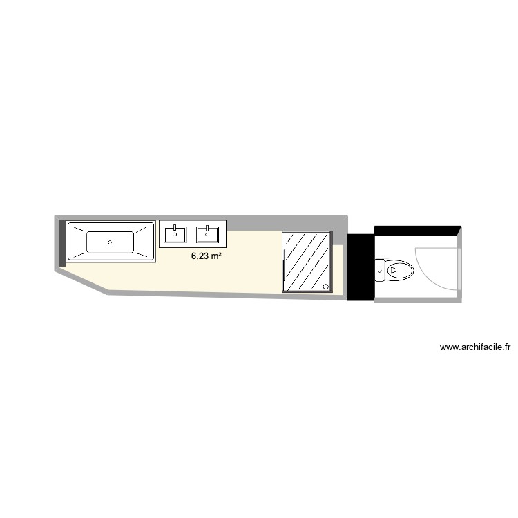 Salle de bain agrandit - Plan 1 pièce 6 m2 dessiné par Laura Rama