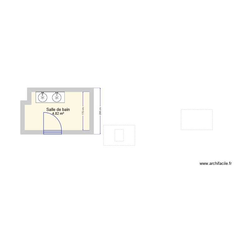 Salle de douche - Plan 1 pièce 5 m2 dessiné par ARBoutaina